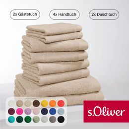 Handtuch Set s.Oliver, beige, Walkfrottier, Obermaterial: 100% Baumwolle, Handtuch-Sets, "s.Oliver, Premium Qualit&auml;t, 600 gr/m&sup2;", 2 G&auml;stet&uuml;cher