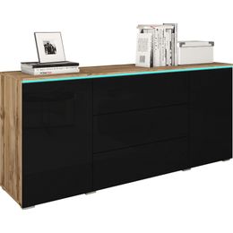 Sideboard Home Affaire, B:150cm H:67,9cm T:39,5cm, braun, Wohnzimmer, Sideboards, "VERA, grifflos", verstellbare Einlegeb&ouml;den, Wahlweise mit oder
