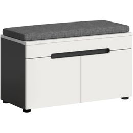 Sitzbank Home Affaire "REHAT, TOPSELLER, Breite 80cm, 2 T&uuml;ren, 2 F&auml;cher inkl. Sitzkissen", basalt grau, wei&szlig;, B:80cm H:45cm T:37cm, FSC-zertifizierter Holzwerkstoff, Sitzb&auml;nke, Sitzbank, Garderobenbank, Flurbank, Dielenbank, Bank mit Stauraum, Bank