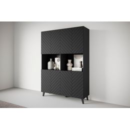 Highboard Home Affaire, B:120cm H:168cm T:39cm, schwarz, FSC-zertifizierter Holzwerkstoff, Kunststoff, MDF, Spanplatte, Wohnzimmer, Sideboards,