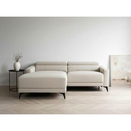 Ecksofa OTTO HOME "LEWII, L-Form, 213 cm - elektr. Relaxfunktion", beige, B:213cm H:70cm T:163cm, Webstoff 100% Polyester, Sofas, Ecksofa, mit USB A/C-Anschluss. Federkern, verstellbaren Kopfst&uuml;tzen, Webstoff