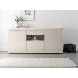 Kommode OTTO HOME, B:150cm H:84,6cm T:45,2cm, beige, Spanplatte, Wohnzimmer, Sideboards, "Piano", Hochglanz UV lackiert, Soft-Close Funktion
