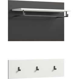 Garderobenpaneel Home Affaire "REHAT, TOPSELLER, 2-teilig, bestehend aus: Paneel & Hakenleiste", basalt grau, wei&szlig;, B:80cm H:73cm T:27cm, Garderobenpaneele, Garderobenpaneel, Paneel, Hakenleiste, Wandboard, Garderobe, Garderobenleiste