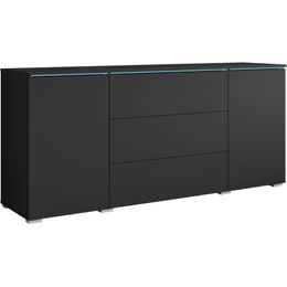 Sideboard Home Affaire, B:150cm H:67,9cm T:39,5cm, schwarz, Wohnzimmer, Sideboards, "VERA, grifflos", verstellbare Einlegeb&ouml;den, Wahlweise mit oder