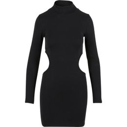 Urban Classics Damen Shirtkleid "Urban Classics Ladies Cut Out Mini Dress"schwarz, Gr. L, unifarben, 60% Baumwolle, 40% Polyester, Kleider