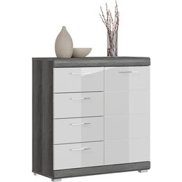 Kommode Home Affaire, B:80cm H:85cm T:37cm, grau, FSC-zertifizierter Holzwerkstoff, Wohnzimmer, Sideboards, "SIENA, Breite 80 cm, 1 T&uuml;r, 2