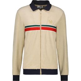 Sergio Tacchini Herren Trainingsjacke "SPENCER VELOUR TRACK TOP Herren", beige, Gr. XL, 80% BAUMWOLLE, 20% POLYESTER, Jacken, Trainingsjacke Herren,