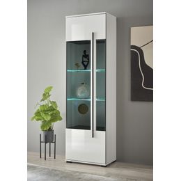 Vitrine Home Affaire, B:60cm H:200cm T:37cm, wei&szlig;, Wohnzimmer, Schr&auml;nke, "Cantara, Vitrinenschrank in Eiche Evoke oder wei&szlig;, Standvitrine", schwarzer