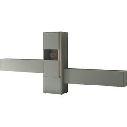 Wohnwand Home Affaire, B:350cm H:155cm T:40cm, gr&uuml;n, Holzwerkstoff, Wohnzimmer, Kastenm&ouml;bel-Sets, "City/Giron, moderne Anbauwand, Komplettset in