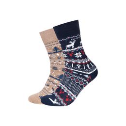 Camano Damen Socken "Socken 2er Pack", Gr. 35schwarz saphire, 80% Baumwolle, 17% Polyamid, 3% Elasthan, gemustert, Socken, 2er Pack Weiche B&uuml;ndchen