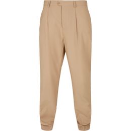 Urban Classics Herren Stoffhose "Urban Classics Herren Straight Pleat-Front Trousers"unionbeige, Gr. 38, unifarben, 63% Polyester, 37% Viskose, Hosen