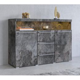 Sideboard OTTO HOME, B:132cm H:92cm T:38,5cm, schwarz, ABS-Kunststoff, FSC-zertifizierter Holzwerkstoff, Kunststoff, Metall, Wohnzimmer, Sideboards,