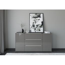 Sideboard, B:182cm H:94cm T:42cmanthrazit matt lack, glas anthrazit glanz, SET ONE BY Musterring, Glas, Holzwerkstoff, Wohnzimmer, Sideboards,