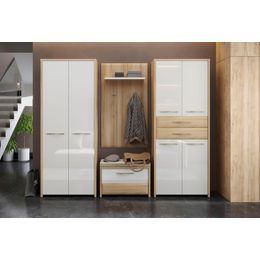 Garderoben-Set OTTO HOME, B:226cm H:192cm T:36cm, beige, MDF, Spanplatte, Flur, Kastenm&ouml;bel-Sets, "Gala", Soft-Close Funktion, Hochglanz UV lackiert