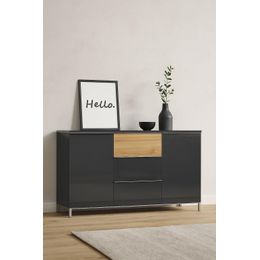 Sideboard OTTO HOME, B:152cm H:88cm T:45cm, grau, Spanplatte, Wohnzimmer, Sideboards, "Onyx, Kommode mit 3 Schubladen und 2 T&uuml;ren, UV Lackierung