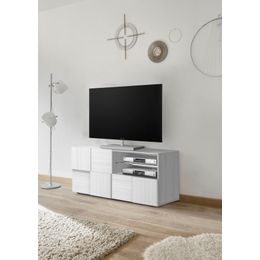 Lowboard Home Affaire, grau, Wohnzimmer, Sideboards, "Dama Breite 121 cm, TV-Board 1 T&uuml;r, 1 Schubkasten, TV-Schrank", Front in 3D-Optik, grifflos,