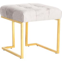 Sitzhocker Kayoom, B:48cm H:48cm T:48cm, grau, Bezug: 100% Polyester (Samt) Gestell: Edelstahl, Hocker, "Hocker Rare, Edler Touch durch goldenes