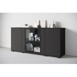 Sideboard Home Affaire, B:150cm H:70cm T:39,5cm, schwarz, FSC-zertifizierter Holzwerkstoff, Wohnzimmer, Sideboards, "Caro, modernes Design mit