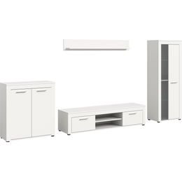 Wohnwand Home Affaire, B:330cm H:159cm T:35cm, wei&szlig;, Holzwerkstoff, Wohnzimmer, Kastenm&ouml;bel-Sets, "Aosta, Breite 330cm, best. aus Highboard,