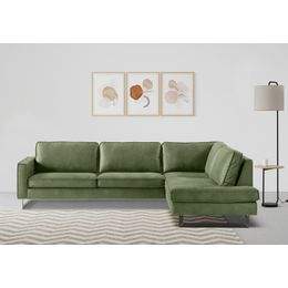 Ecksofa Home Affaire, B:290cm H:85cm T:217cm, gr&uuml;n, Luxus-Microfaser in Lederoptik (100% Polyester);Cord (92% Polyester, 8% Polyamide), Wohnzimmer,