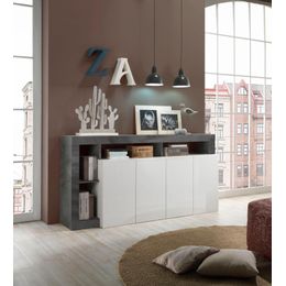 Sideboard Home Affaire, B:184cm H:93cm T:42cm, grau, Wohnzimmer, Sideboards, "Hamburg", Breite 184 cm