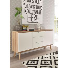 Sideboard Home Affaire, B:160cm H:83cm T:40cm, wei&szlig;, Wohnzimmer, Sideboards, "Merle", im skandinavischen Design, Breite 160 cm