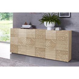Sideboard Home Affaire, braun, Wohnzimmer, Sideboards, "Miro", Breite 181 cm mit dekorativem Siebdruck