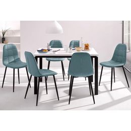 Essgruppe OTTO HOME, blau, Sitzm&ouml;bel-Sets, Esstisch, Breite 120 cm und 4 Esszimmerst&uuml;hle, Bezug in Kunstleder