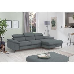 Ecksofa COTTA, B:244cm H:72cm T:166cm, grau, Microfaser (100% Polyester);Flachgewebe (100% Polyester), Wohnzimmer, Sofas, "Kitty L-Form, B: 242 cm",