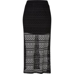 Urban Classics Damen Jerseyrock "Urban Classics Damen Ladies Stretch Crochet Lace Midi Skirt"schwarz, Gr. XS, unifarben, 98% Polyester, 2% Elasthan,