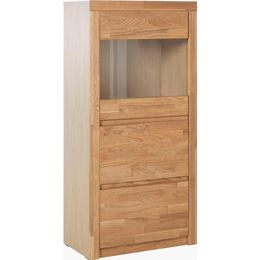 Vitrine OTTO HOME, B:60cm H:125cm T:35cm, braun, Holz teilmassiv, Wohnzimmer, Schr&auml;nke, "Silkeborg", sch&ouml;ne grifflose Optik, teilmassiv
