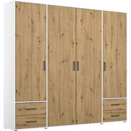 Dreht&uuml;renschrank Rauch, B:187cm H:194cm T:53cm, wei&szlig;, Holzwerkstoff, Schr&auml;nke, "Kleiderschrank Schrank Garderobe W&auml;scheschrank VOYAGER", mit 2