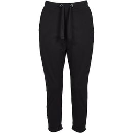 Urban Classics Damen Stoffhose "Urban Classics Damen Ladies Open Edge Terry Turn Up Pants", schwarz, Gr. M, unifarben, 100% Baumwolle, Hosen
