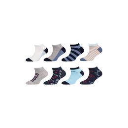 Camano M&auml;dchen Sneakersocken "Sneakersocken motiv 8er Pack", Gr. 35captain's blau, 68% Baumwolle, 31% Polyamid, 1% Elasthan, gemustert, Socken