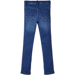 name it Jungen Slim-fit-Jeans "NKMTHEO XSLIM JEANS", blau, Gr. 146, Abriebeffekte, Denim/Jeans, Obermaterial: 41% Viskose, 31% Baumwolle, 25%