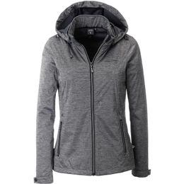 DEPROC Active Damen Softshelljacke "CLAUD PEAK WOMEN", grau, Gr. 36, Softshell, 100% Polyester, Jacken, mit abnehmbarer Kapuze