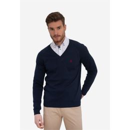 Herren Strickpullover "Svend", blau, Gr. XL, SIR RAYMOND TAILOR, unifarben, 100% Baumwolle, Pullover, mit angesagtem V-Kragen