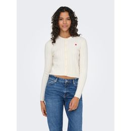 Only Damen Strickjacke "ONLKATIA LS CABLE BUTTON CARDIGAN CC KNT", wei&szlig;, Gr. L, unifarben, Strick, Obermaterial: 50% Viskose, 27% Nylon, 23%