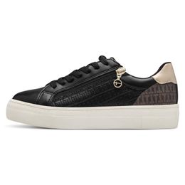 Tamaris Damen Plateausneaker, Gr. 39, gold, Lederimitat, Textil, gemustert, gepflegt, kontrastfarbene Details, Schuhe, Freizeitschuh, Halbschuh,