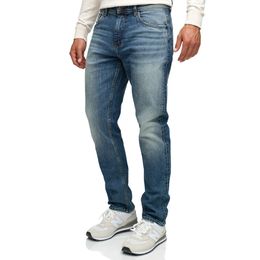 INDICODE Herren Straight-Jeans "INValoy", blau, Gr. 28, Abriebeffekte, Denim/Jeans, Obermaterial: 99% Baumwolle, 1% Elasthan, Jeans
