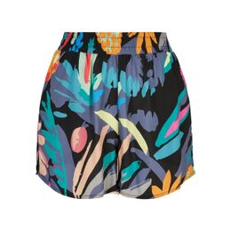 Urban Classics Damen Stoffhose "Urban Classics Damen Ladies AOP Viscose Resort Shorts"schwarzfruity, Gr. S, 100% Viskose, Hosen