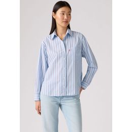 Levi's LEVI'S Damen Langarmbluse "HARLIE NEW BF S"hug stripe chambray, Gr. L, gestreift, Web, Obermaterial: 100% Baumwolle, Blusen, mit Brusttasche