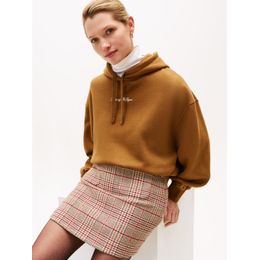 Tommy Hilfiger Damen Kapuzensweatshirt "CLASSIC SCRIPT FLEECE HOODIE"highland khaki, Gr. XXL, unifarben, Sweatware, Obermaterial: 77% Baumwolle, 23%
