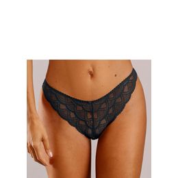Vivance Damen String "Mirabella", Gr. 40, schwarz, Microtouch, Obermaterial: 87% Polyamid, 13% Elasthan, Unterhosen, rundherum aus Spitze