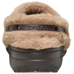 Crocs Damen Clog "Classic Unfurgettable Clog", Gr. 39, braun, Croslite , Textil, Fellimitat, Schuhe, Hausschuh, Freizeitschuh mit schwenkbarem