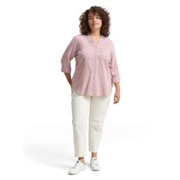 Tom Tailor PLUS Damen Shirtbluse "TTP Blouse", rosa, Gr. 44, kariert, Web, Obermaterial: 100% Baumwolle, Blusen, mit aufgesetzten Brusttaschen