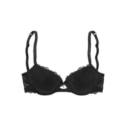 Lascana Damen Push-up-BH, Gr. 75, schwarz, Spitze, Obermaterial: 60% Polyamid, 35% Polyester, 5% Elasthan, BHs, aus floraler Spitze, Dessous