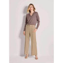 Madeleine Mode MADELEINE Damen Stoffhose "Culotte Stoffhose mit Biesen", beige, Gr. 40, Obermaterial: 70% Polyester PES. 25% Viskose CV. 5% Elasthan EL., Hosen