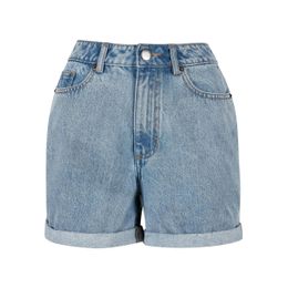 Urban Classics Damen Stoffhose "Urban Classics Damen Ladies High Waist Boyfriend Shorts"tinted lightblau washed, Gr. 31, unifarben, 100% Baumwolle,