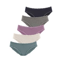 Vivance Damen Jazz-Pants Slips, Gr. 48, bunt, Single Jersey, Obermaterial: 95% Baumwolle, 5% Elasthan. Spitze: 90% Polyamid, 10% Elasthan, meliert,